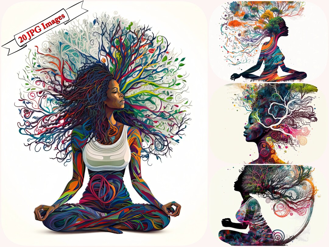 Spiritual Meditation Watercolor Clipart Bundle for Magical Boho Style ...