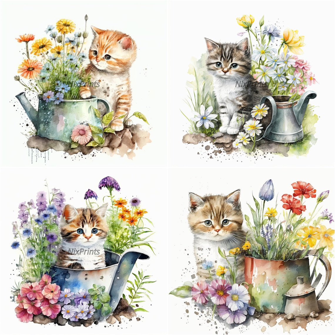 Kitten Clipart Set Cat Spring Theme High Quality JPG Digital - Etsy