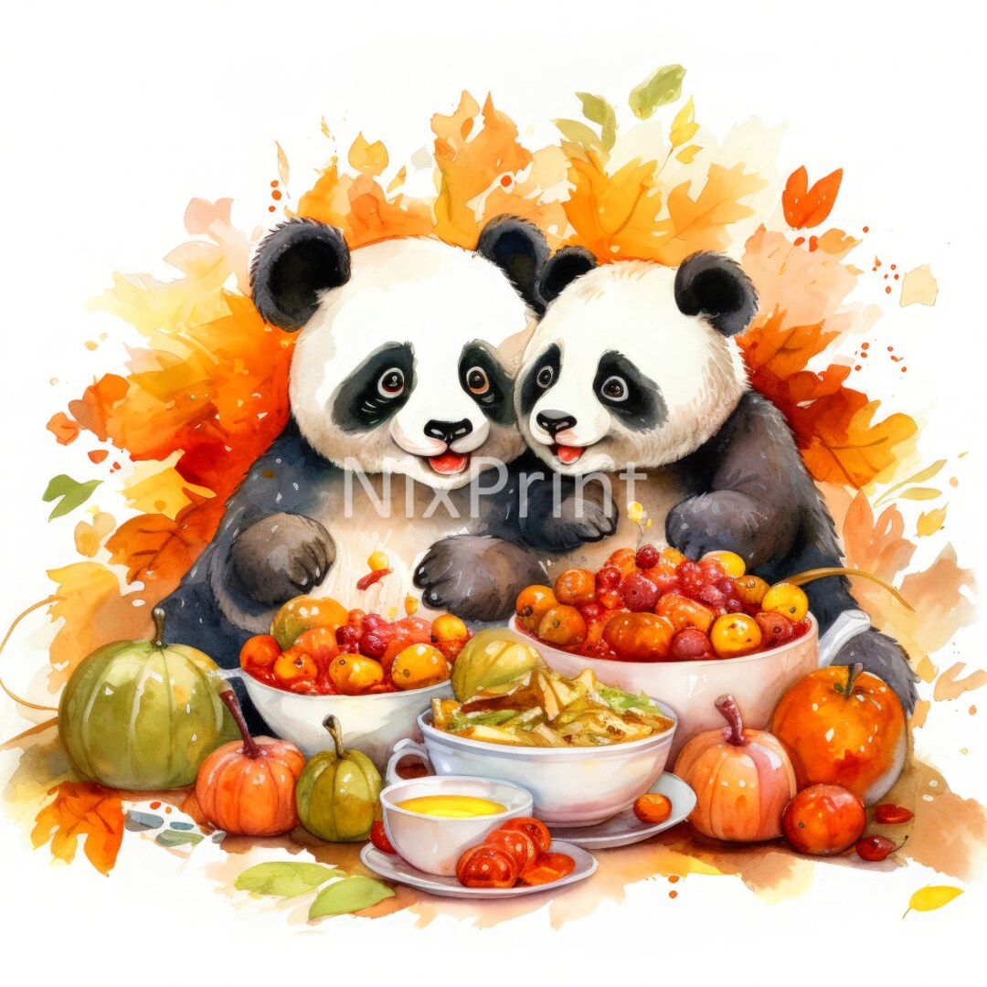 Panda Clipart, Thanksgiving Clipart, Family Dinner Scenes Clipart ...