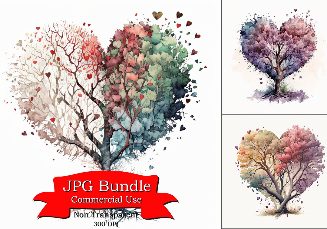 Heart-filled Tree Clipart: Whimsical Tree Design With Hearts for ...