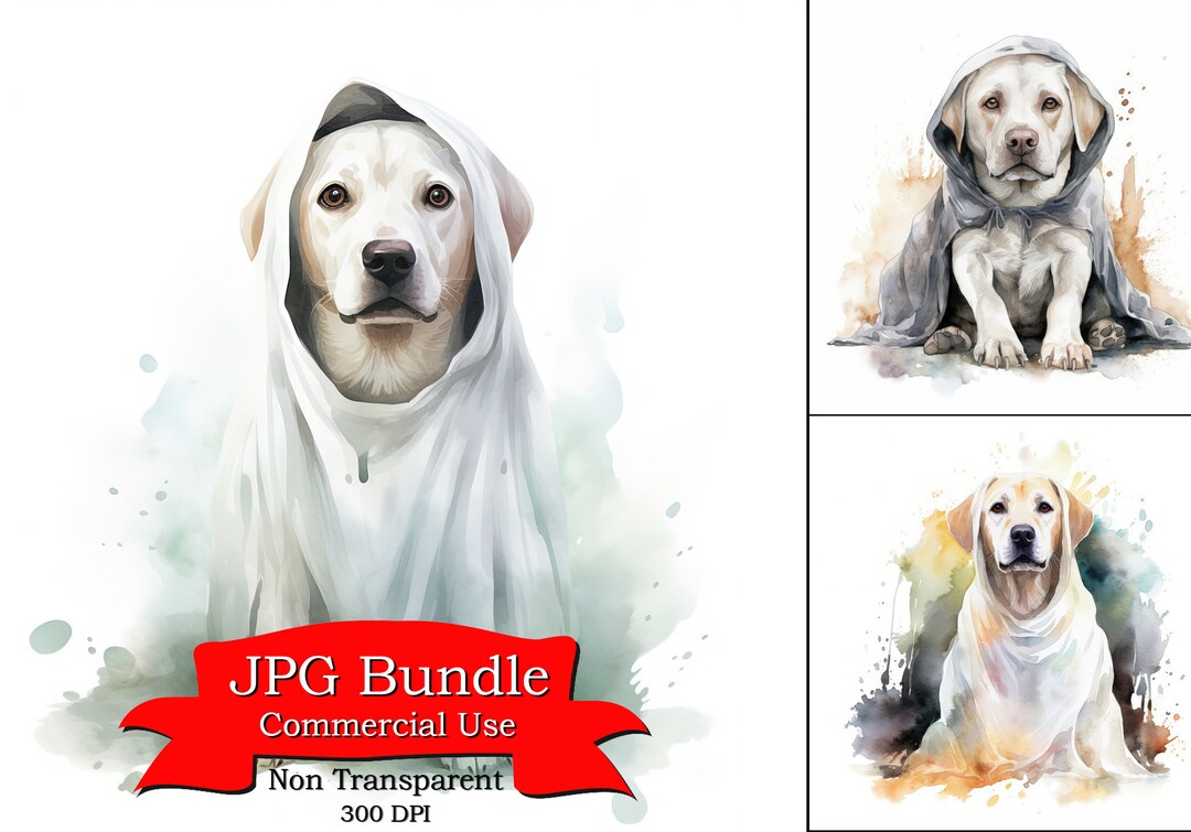 Cute Labrador Retriever Dog Clipart, Spooky Halloween Costume, Ghost ...