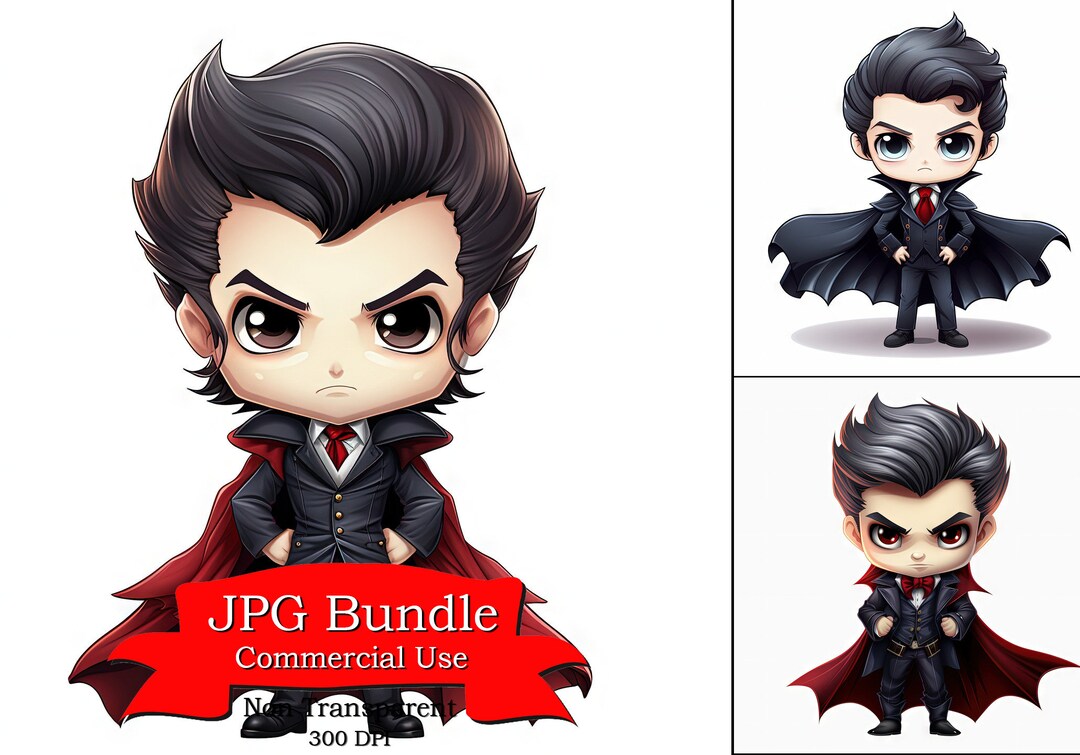 Cute Chibi Boy Vampire Clipart, Picture for Headstone, Craft for ...