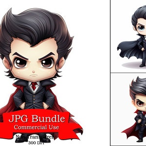 Cute Chibi Boy Vampire Clipart, Picture for Headstone, Craft for ...