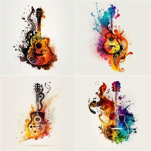 Guitar Clipart, Music Fire: Hippy Vibe, Symmetrical Notes, Ultra Simple ...