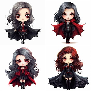 Cute Chibi Girl Vampire Clipart, Digital Sticker for Men, Poster for ...