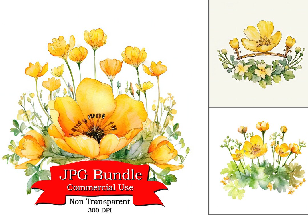 Buttercup Crown Clipart, Yellow Flowers Clipart, Buttercup Flowers ...