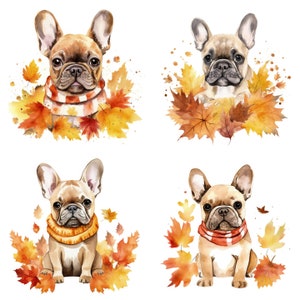 French Bulldog Fall Foliage Clipart, Art for Love, Wall Art for Kids ...
