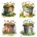 Rusted Bucket With Wildflowers Digital Clipart in JPG Format Digital ...