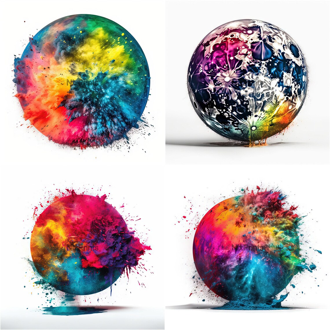 Bright Full Moon With Half of It Exploding Clipart digital - Etsy