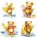 Pooh Clipart, Teddy Bear Lifeguard Clipart, Surfing Clipart, Holding a ...