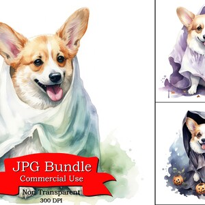 Cute Corgi Dog Clipart, Spooky Halloween Costume, Ghost and Witch ...