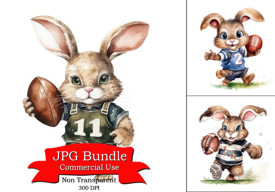 Rabbit Clipart, Football Clipart, Dressed as a Football Player ...