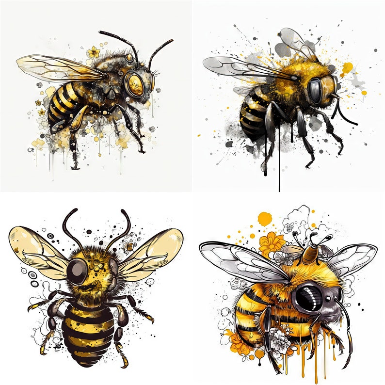 Bee Punk Clipart Guitar-wielding Bee for Music and Nature - Etsy