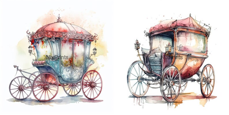 Carriage Clipart Watercolor Carriage Fairy Tale Themes - Etsy