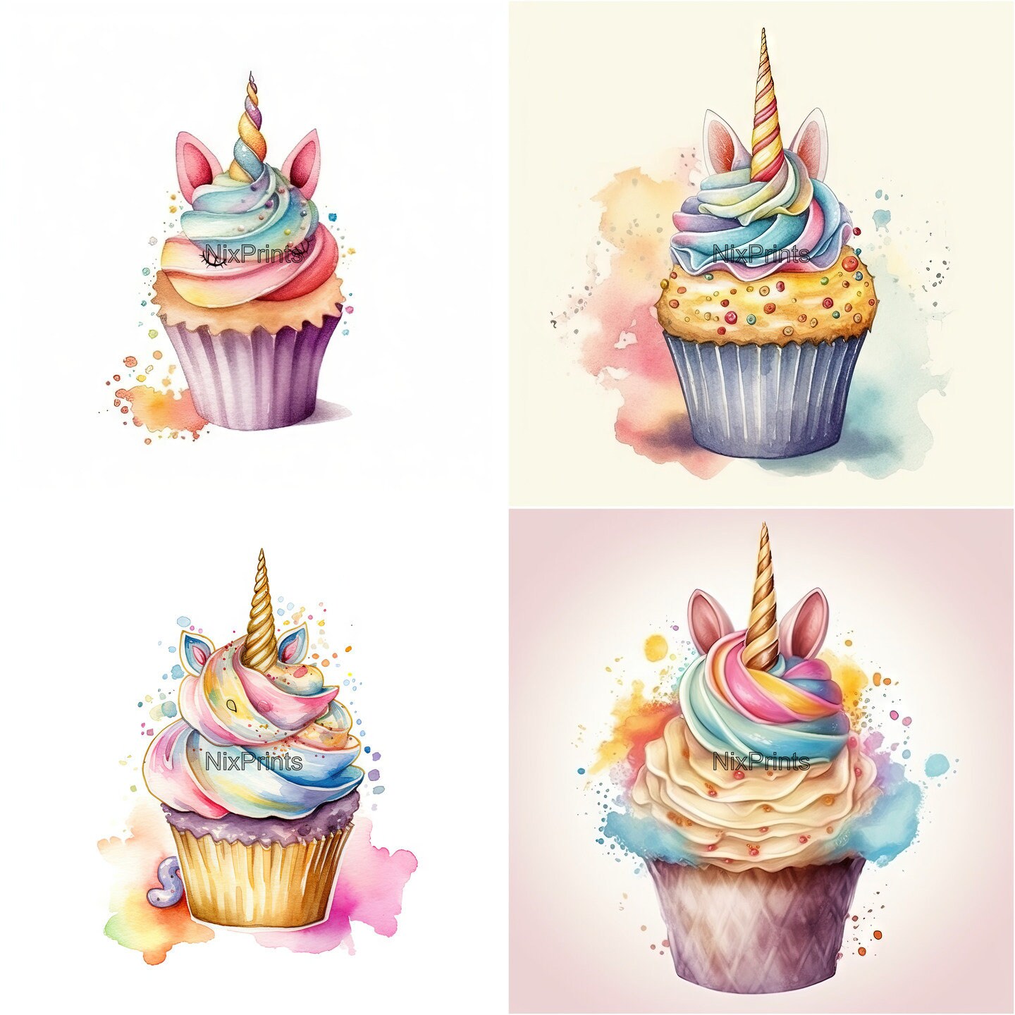 Cupcake Clipart Cupcake With Unicorn Horn Ears Candy - Etsy