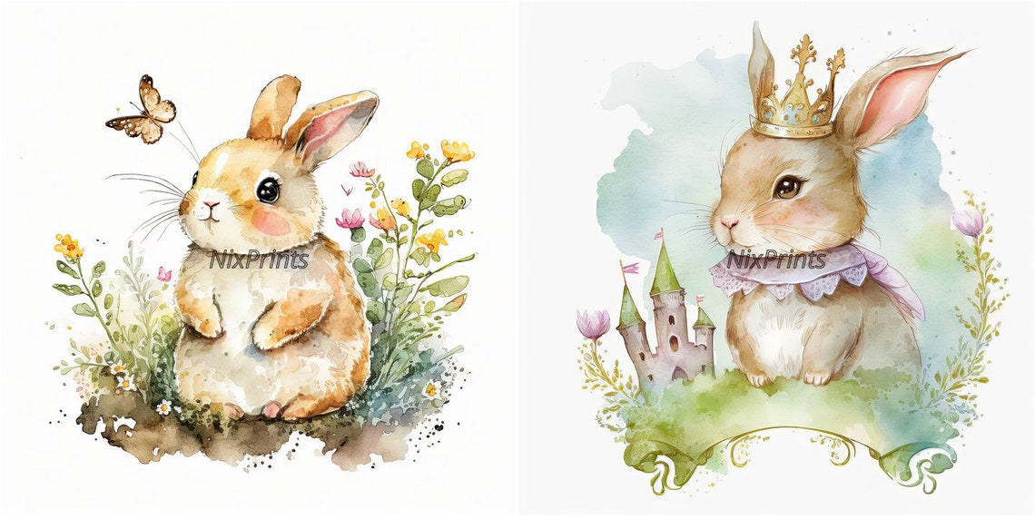 Bunny Fairy Tale Clipart Enchanting and Whimsical Themes for - Etsy