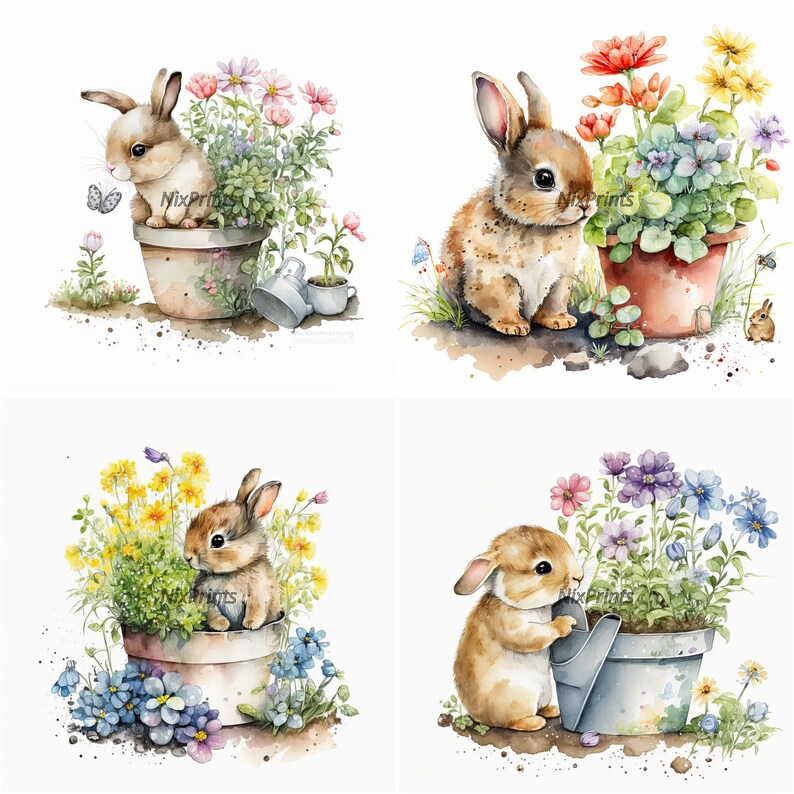 Bunny Clipart and Digital Paper Crafts for Commercial Use - Etsy