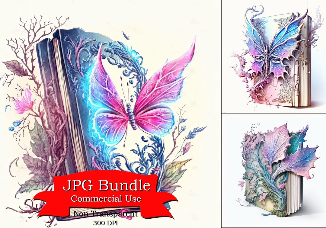 Blue & Pink Fantasy Fairy Book: Enchanting High-resolution Clipart, JPG ...