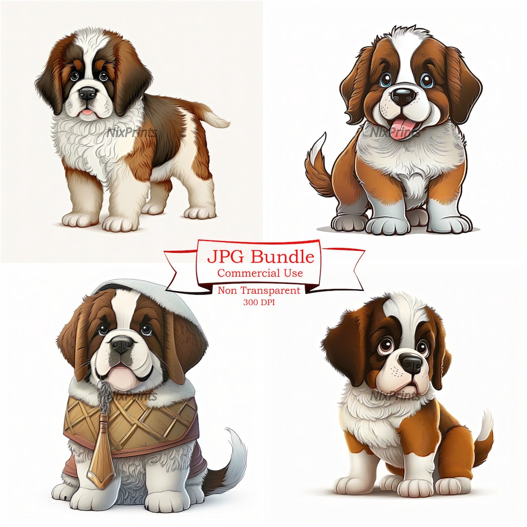 Saint Bernard Puppies Clipart, Saint Bernard Instant Download, Digital ...