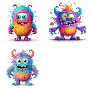 Vibrant Digital Clipart of a Cute and Playful Monster, Digital Paper ...