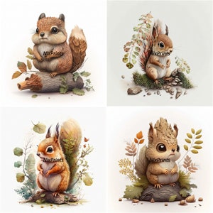 Watercolor Squirrel Clipart Set - Forest Animal Cliparts , Woodland ...