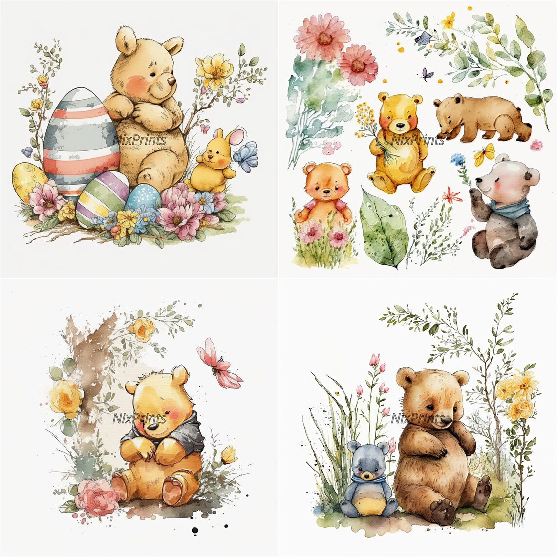 Winnie the Pooh Nature and Spring Clipart Set Wildlife - Etsy