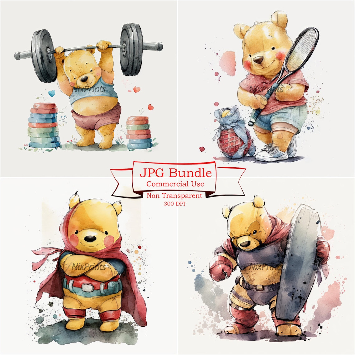 Classic Pooh Bear Clipart Set Cartoon Bears for Superhero - Etsy Canada