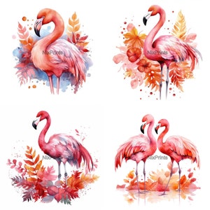 Flamingo Fall Foliage Clipart, Craft for Kids Printable, Art for Mens ...