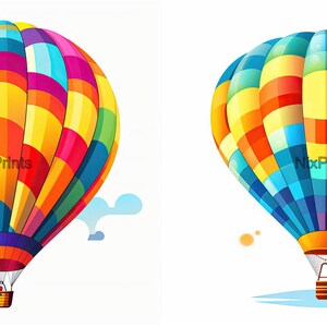 Colorful Hot Air Balloon Clipart, Artwork, JPG Formatdigital Paper ...
