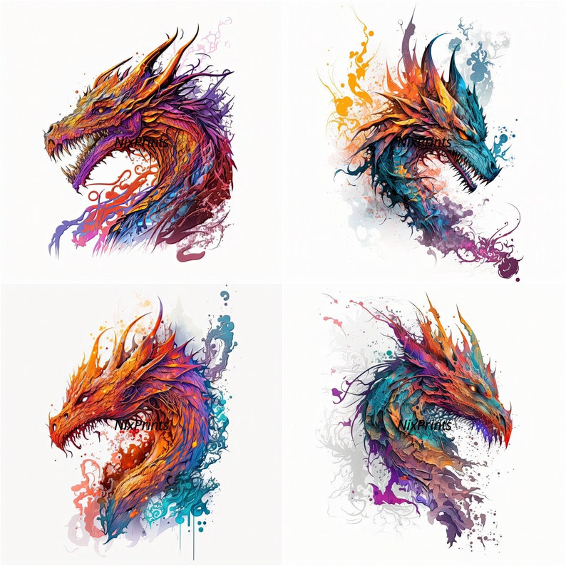 Fantasy Dragon Clipart Designs Bundle Jpg for Sublimation - Etsy