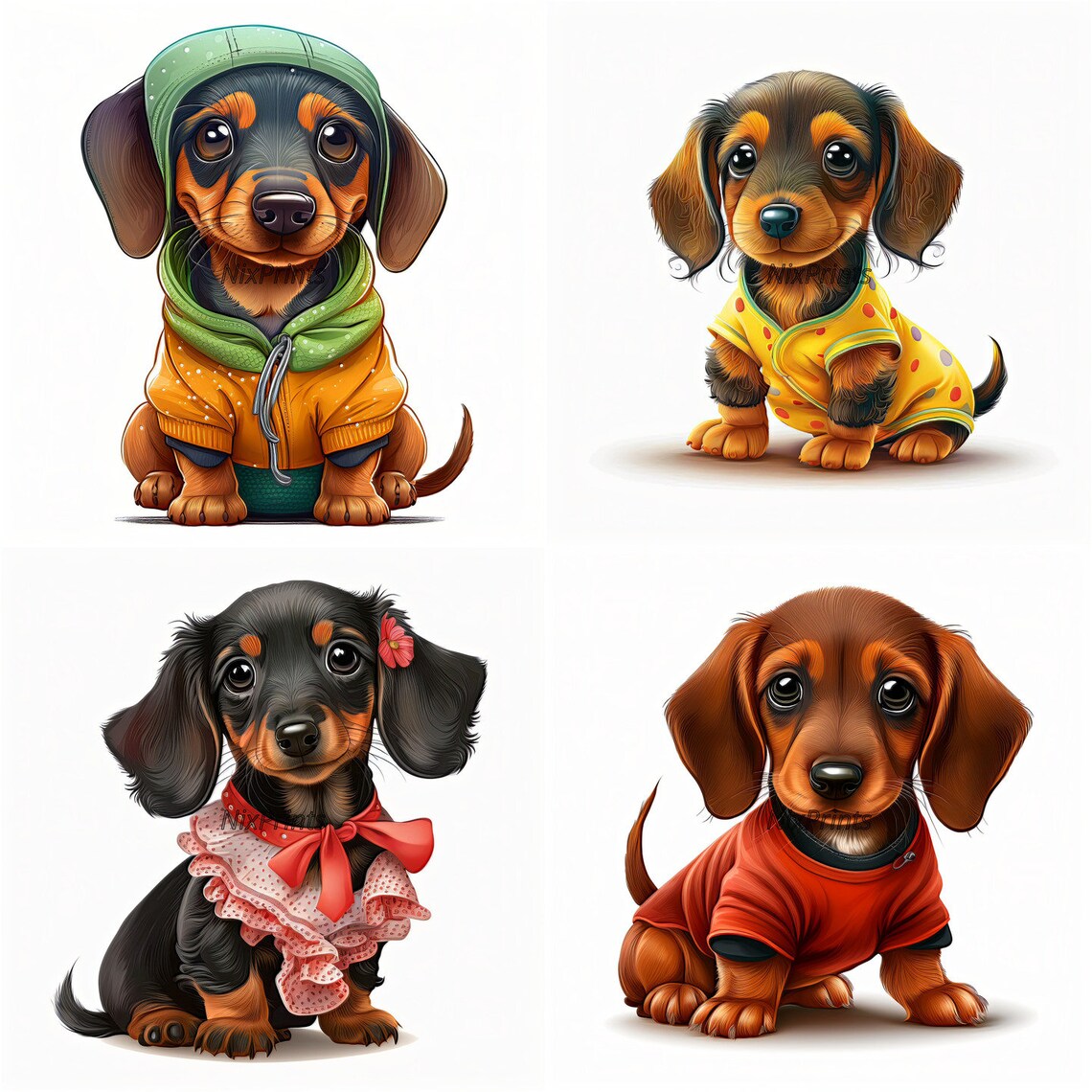 Dachshund Puppy Clipart Pack in JPG Format, Commercial Use, Instant ...