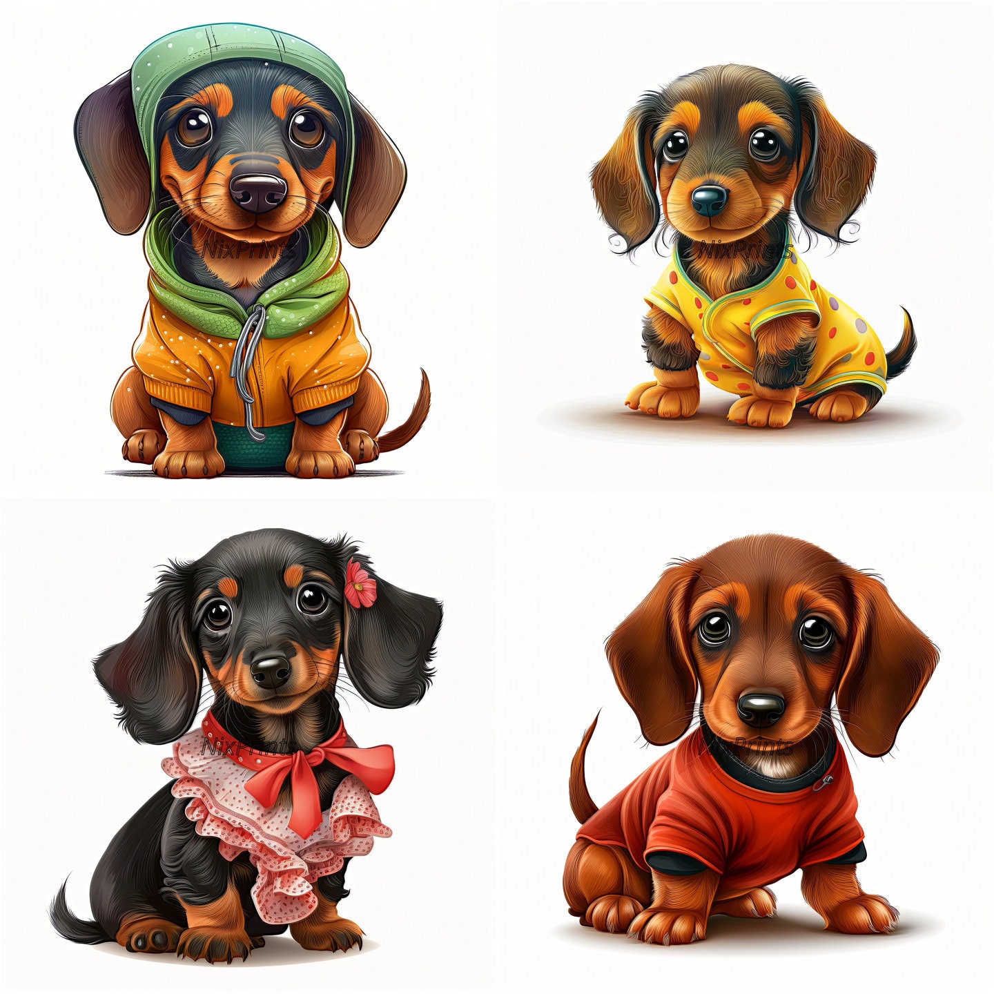 Dachshund Puppy Clipart Pack in JPG Format Commercial Use - Etsy