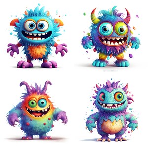 Vibrant Digital Clipart of a Cute and Playful Monster, Digital Paper ...