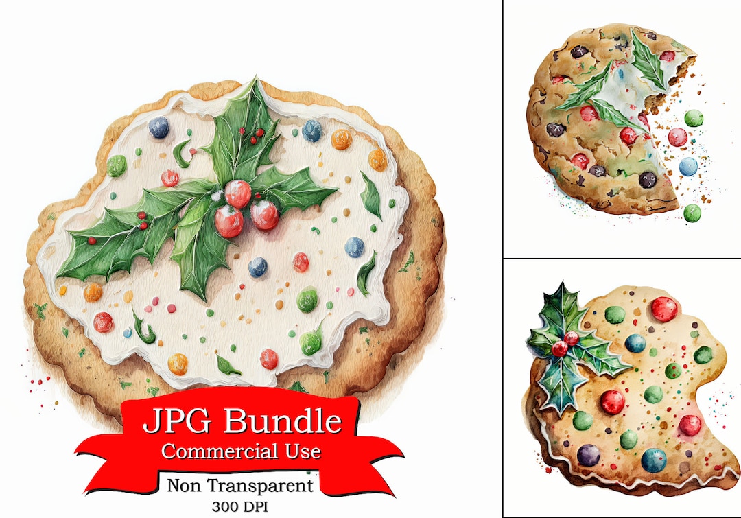 Festive Christmas Cookie Clipart: Watercolor Holiday Treats Clipart for ...