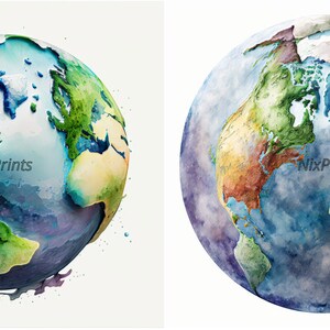 Exquisite Watercolor Globe Clipart, World Map Clipart, 300 DPI, Non ...