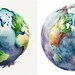 Exquisite Watercolor Globe Clipart World Map Clipart 300 - Etsy