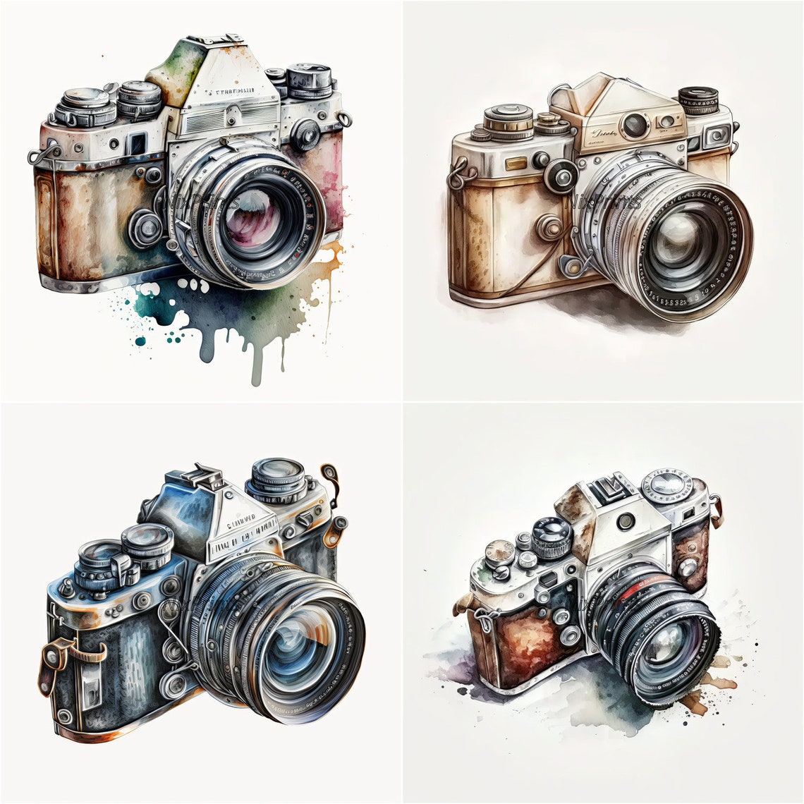 Watercolor Camera Clipart: 300 Dpinon-transparent Background - Etsy