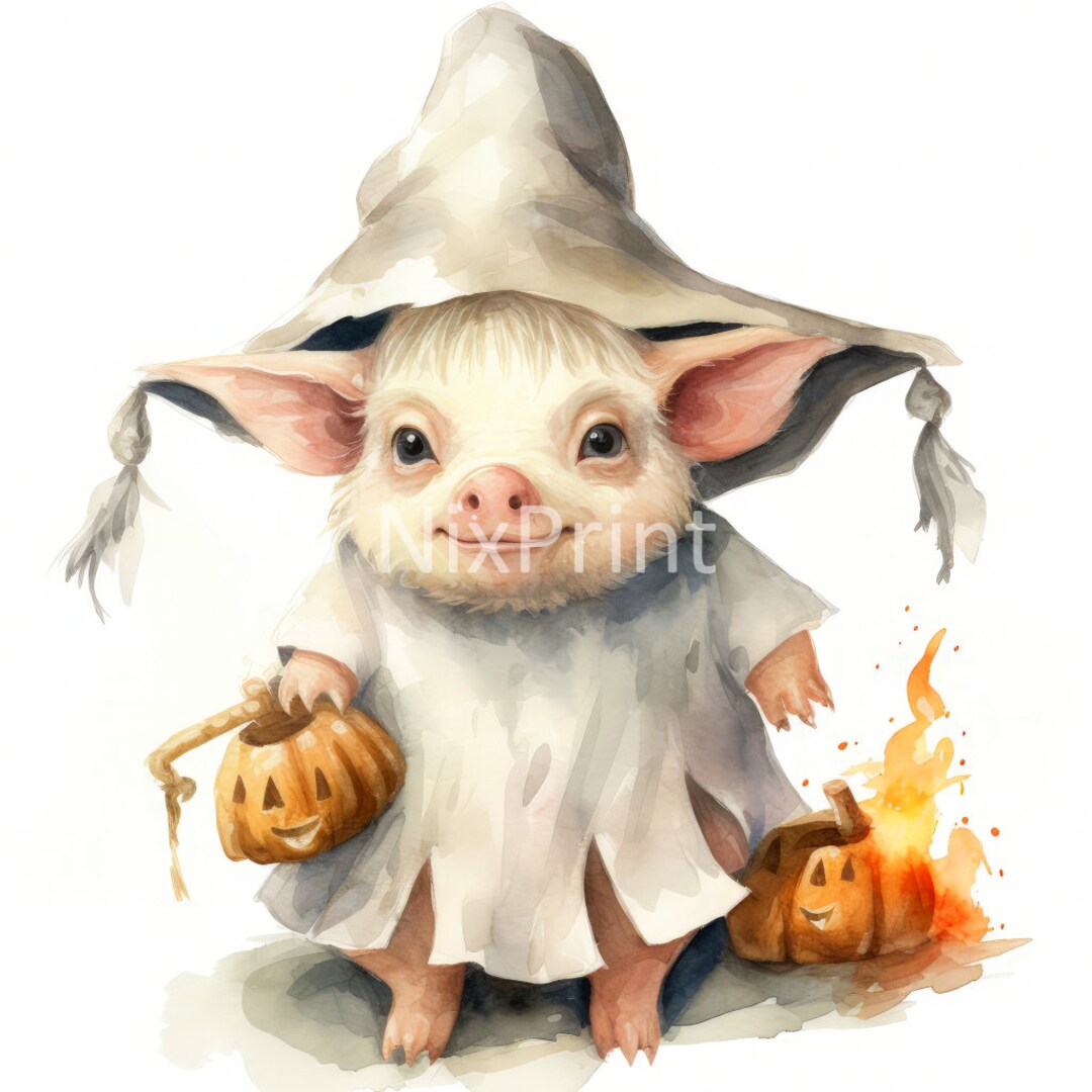 Pig Clipart, Halloween Clipart, Spooky Halloween Costume, Ghost, Witch ...