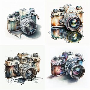 Watercolor Camera Clipart: 300 Dpi,non-transparent Background ...