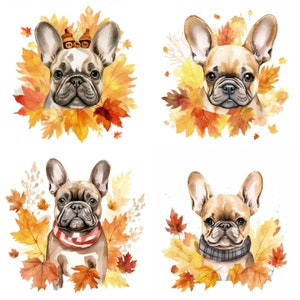French Bulldog Fall Foliage Clipart, Art for Love, Wall Art for Kids ...