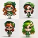 Cute St Patricks Day Girl Graphics Clipart Bundle , Green Irish Girl ...