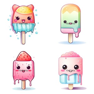 Kawaii Ice Lolly Clipart, Digital Sticker for Office, Picture for Over ...