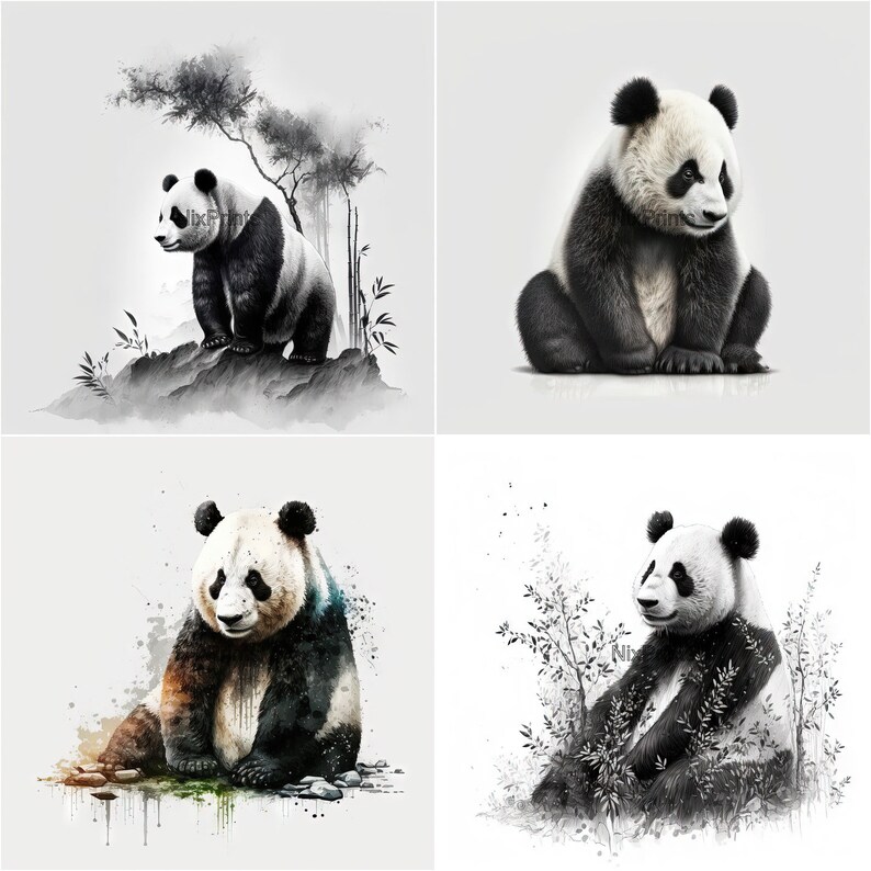 Panda Clipart Traditional Chinese Art Style Panda Chinese - Etsy