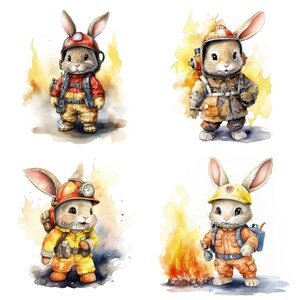 Rabbit Clipart, Firefighter Clipart, Wearing a Firefighter's Outfit ...