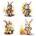 Rabbit Clipart, Firefighter Clipart, Wearing a Firefighter's Outfit ...
