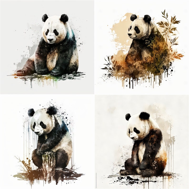 Panda Clipart Traditional Chinese Art Style Panda Chinese - Etsy