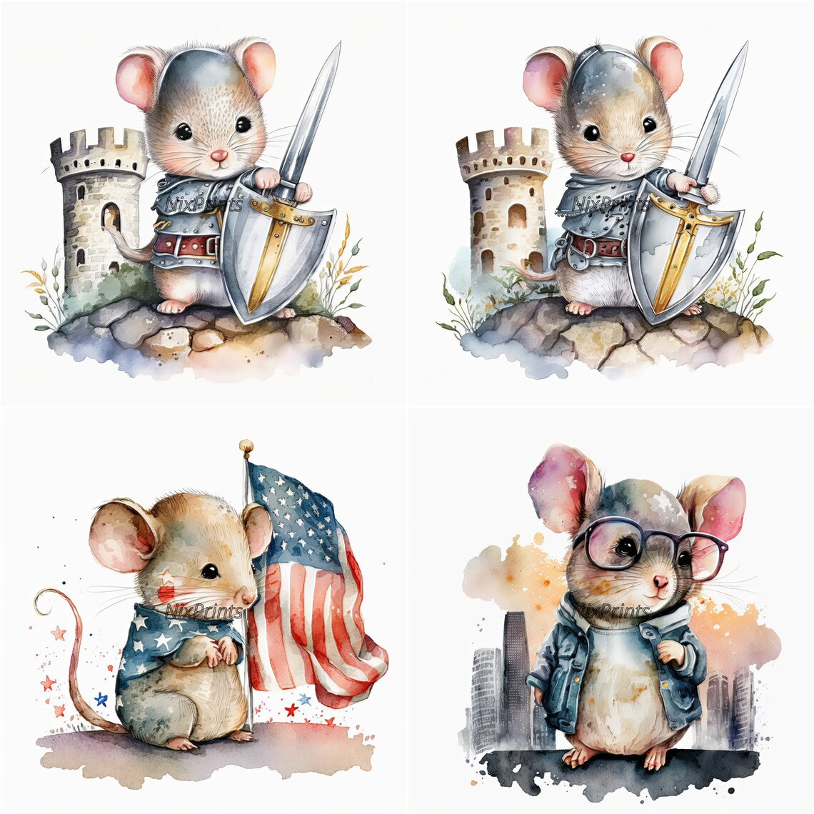 Medieval Mouse Clipart Knight castlememorial Day - Etsy