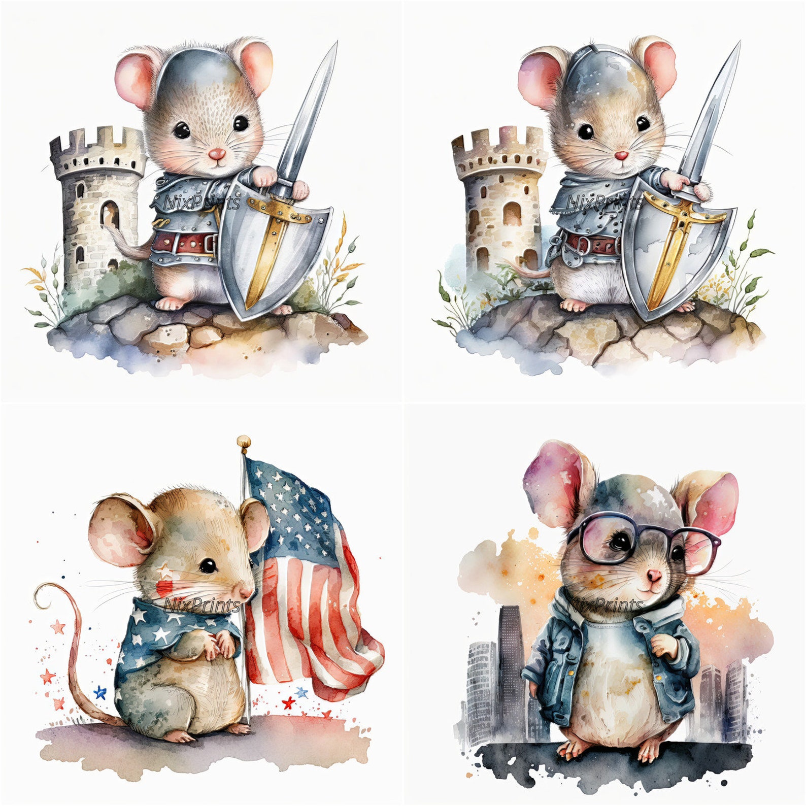 Medieval Mouse Clipart Knight castlememorial Day - Etsy