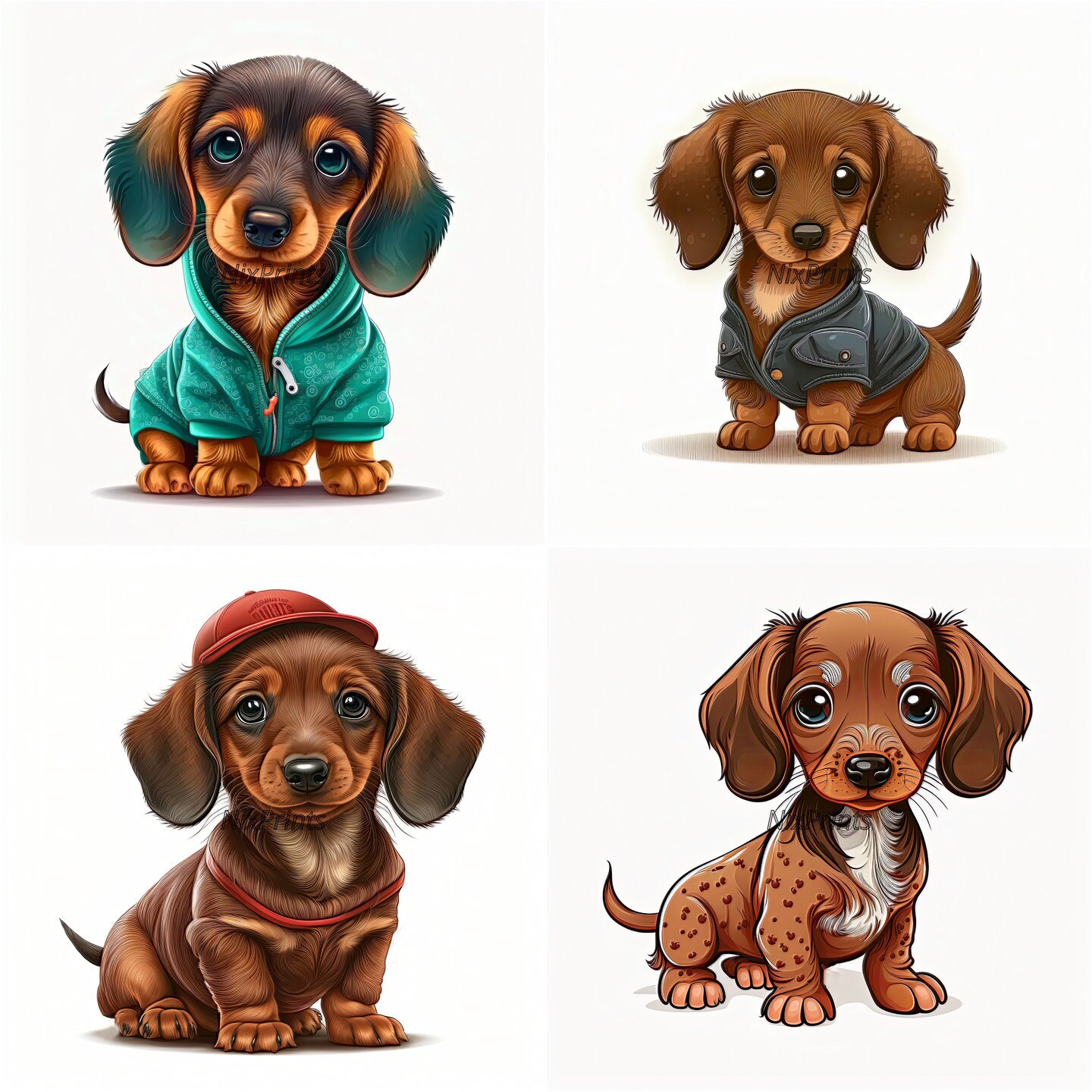 Dachshund Puppy Clipart Pack in JPG Format, Commercial Use, Instant ...