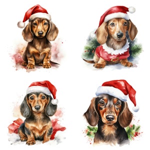 Dachshund Clipart, Dog Clipart, Christmas Clipart, Santa Claus Dress ...